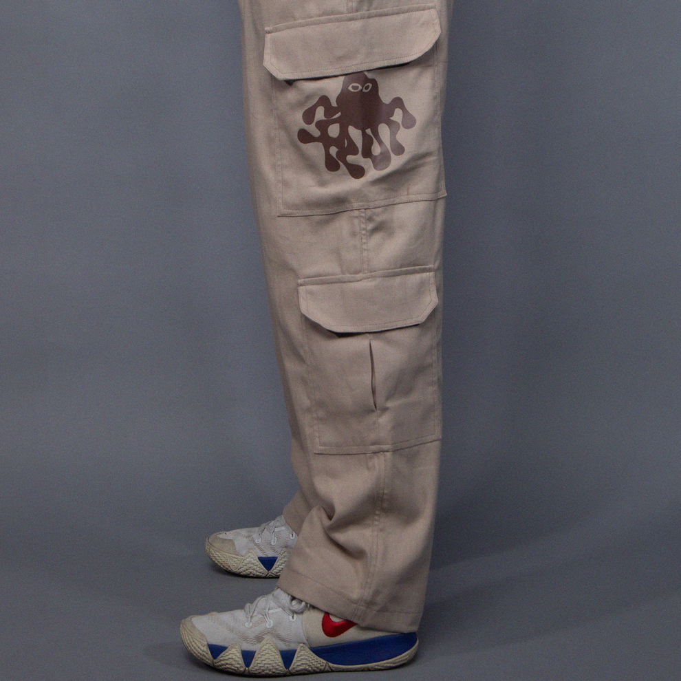 Basic Beige Straight-fit Cargos – first we flex