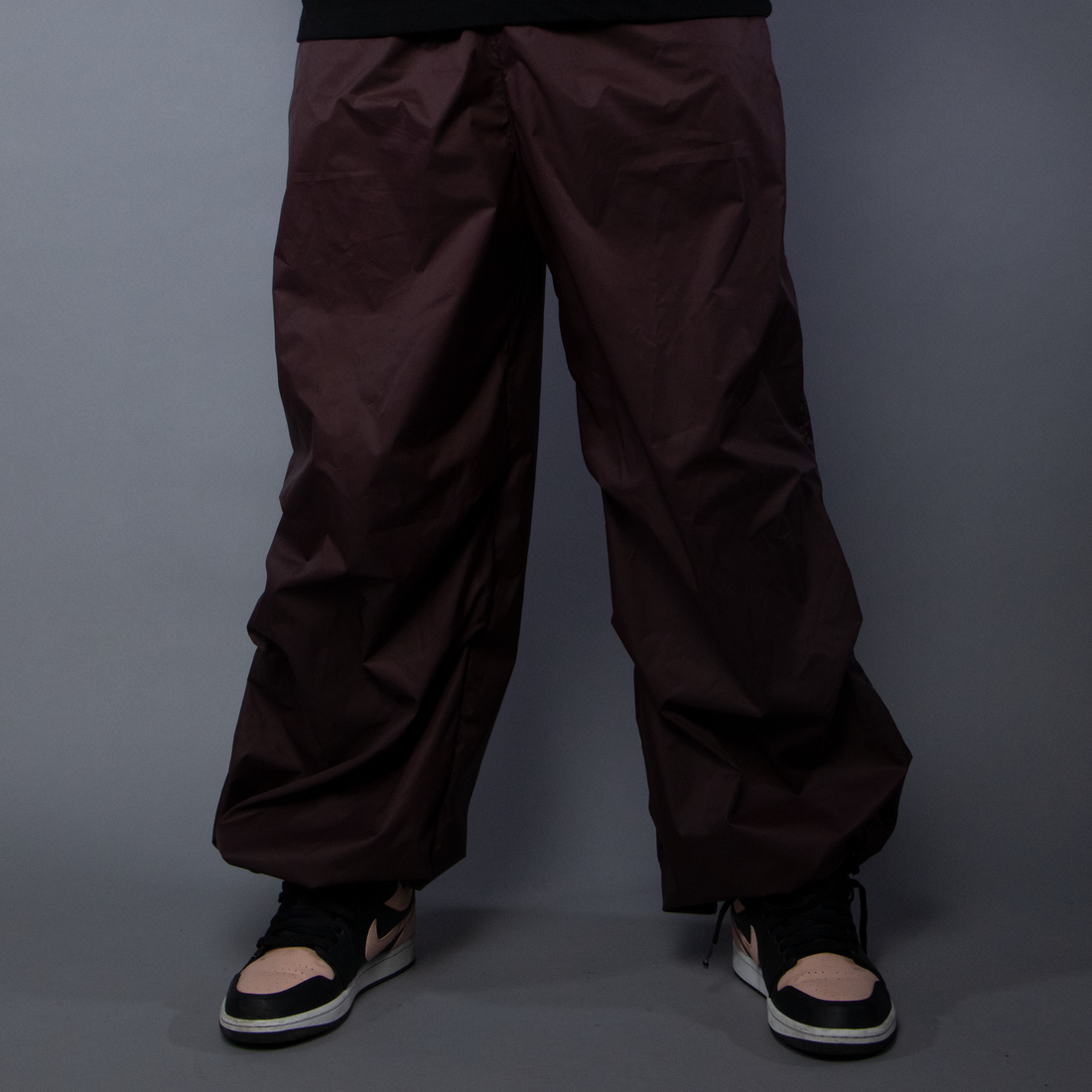 Polyester Baggy Parachute Pants - Chocolate – first we flex